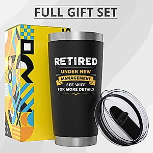 sourbear Retirement Gifts for Men – Retired Under New Management See Wife For Details - Retirement Party Decorations - Funny Retirement Gifts Ideas