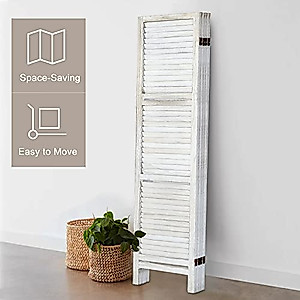 AMBITION LAND Room Divider, Privacy Screen, Room Dividers and Folding Privacy Screens Room Divider Wall Panels Room Divider with Shelves, 5 Panel White