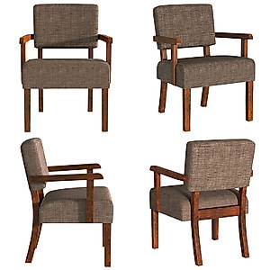 FAGAGA Accent Chair Set of 2 with Table, Living Room Chairs with Soft Seat & Armrests for Living Room Bedroom Reading Room Waiting Room (Brown), (AC01)