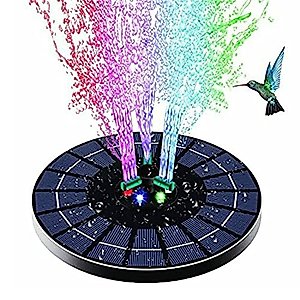 Kavolet Solar Fountain Pump with 360 Degrees Rotatable Nozzle, 4W RGB LED Solar Water Fountain, Battery Free Standing & uto-Shut Off, Water Pump for Bird Bath Garden Small Pond Outdoors