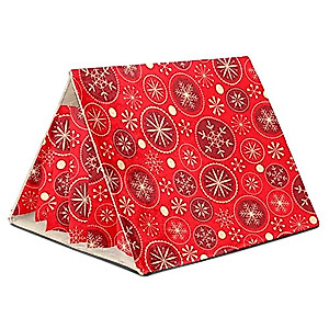 Y-DSIWX Guinea Pig Hideout Cozy Hamster House Cave for Bunny Chinchilla Hedgehog Small Animal Red Christmas Snowflake Pattern