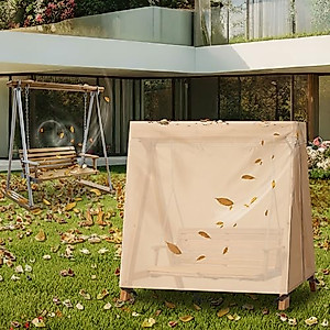 uHousDeco Outdoor Swing Covers for A Frame Patio Swing, 72" L x 55" D x 67" H, A-Frame Swing Cover Waterproof, Porch Patio Swing Canopy Cover, Windproof UV Resistant All Weather Protector - Beige