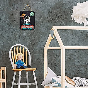 Uflashmi Baby Boy Room Decor, Little Man Cave Decor for Nursery, Space Nursery Decor for Toddler Boys, Metal, 8X10 Inch