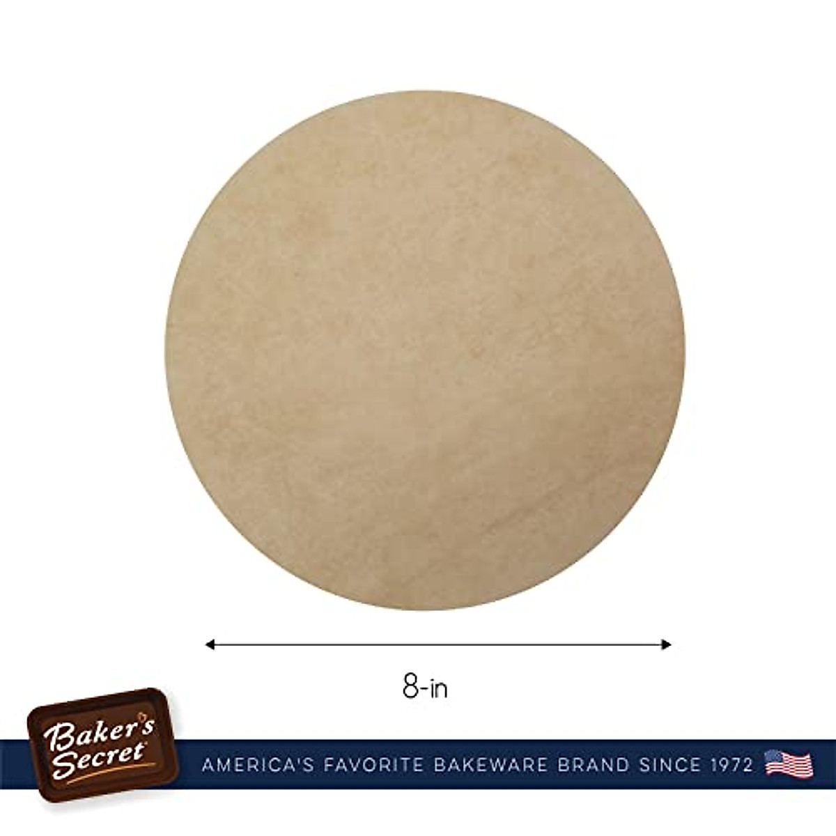 Baker's Secret - 120 Sheets Unbleached Non-stick 8" Round Parchment Paper, Baking Paper Sheets, Heavy Duty Pre-cut Baking Sheets, DIY Baking Essentials