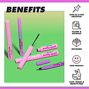 Lime Crime Bushy Brow Pen, Smokey (Black Brown) - Thin Precision Eyebrow Pencils Define, Shape, Build, Fill In & Flick Up - Eyebrow Filler for Natural Looking Brows - Vegan & Cruelty-Free…