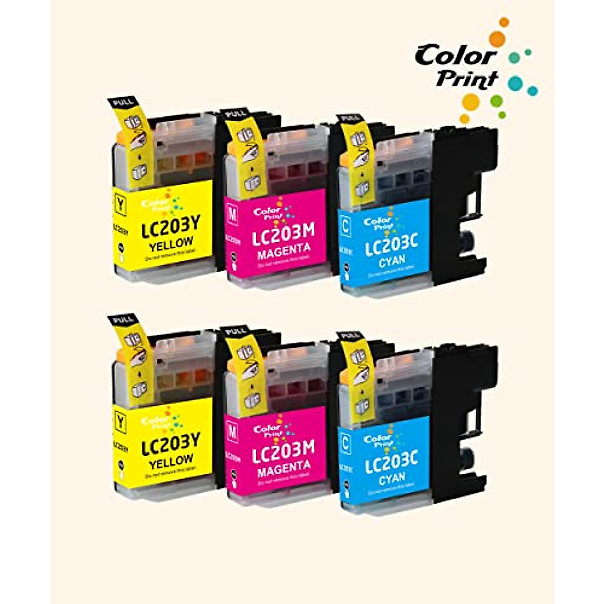 ColorPrint Compatible LC203 Ink Cartridge Replacement for Brother LC203XL LC-203 XL LC-203XL LC201 Used MFC J4320DW J4420DW J460DW J480DW J680DW J880DW MFC-J885DW J4620DW Printer (6-Pack,2C,2Y,2Y)