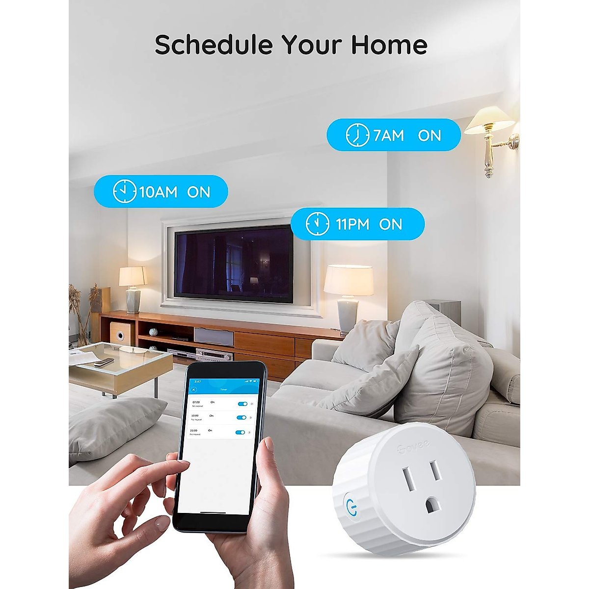 Govee Smart Plug, WiFi Outlet Compatible with Alexa and Google Assistant, Mini Smart Home Plugs with Timer Fuction & Group Controller, No Hub Required, ETL & FCC Certified, 2.4G WiFi Only (1 Pack)