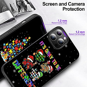 to Be Different Christmas Autism Awareness Puzzles Phone Case Compatible with iPhone 15 14 13 12 11 Pro Max|Samsung Galaxy S23 S22 S21 S20 FE|A14 A54 A53 A03S A13|Note 20 10|Z FLIP 3/4/5 Black