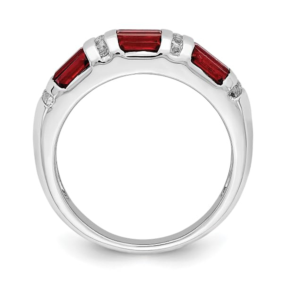 IceCarats 925 Sterling Silver Baguette Red Garnet White Topaz Ring Gemstone Band Size 6