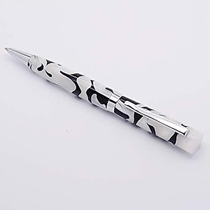 LACHIEVA LUX White Luxury Acrylic Celluloid Finished Ballpoint Pen for Writing. Nice Ball Pen Set Gift for Women & Men. (White/Black)