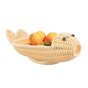 ibasenice Simulate Rattan Storage Basket To Weave Vegetable Basket Fish-shaped Rattan Basket Fruit Basket Bread Container Wedding Gift Hamper Simulated Rattan Bakset Bamboo Snack