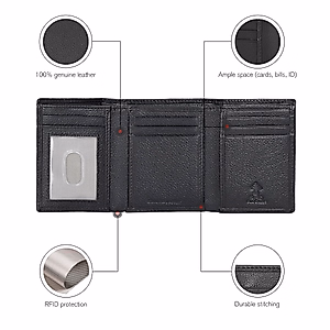 ESTALON Real Leather Trifold Wallet For Men-RFID Slim Tri Fold Wallets Minimalist 3 fold Credit Card Holder ID Window Christmas Gift (Phantom)