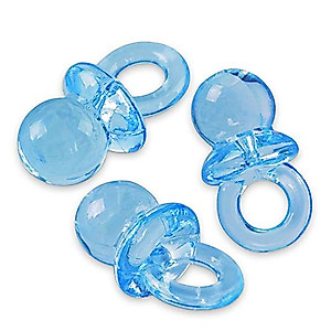 Mini Acrylic Baby Pacifiers for Baby Shower Decorations, Table Scatter, Party Favors, Games & Activities - 144 Pieces by Super Z Outlet (Blue)