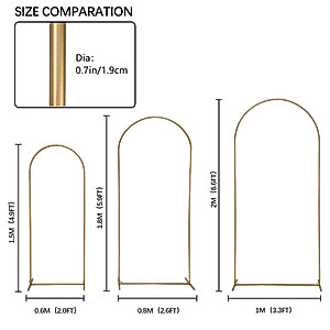 Vincidern Wedding Arch Backdrop Stand Set of 3 (6.6FT,5.9FT,4.9FT), Balloon Arch Stand, Metal Arch Backdrop Stand for Birthday Party, Wedding Arches for Ceremony Decoration Backdrop Door Frame Gold