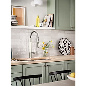 Moen Align Spot Resist Stainless Steel Motionsense Wave Sensor Touchless One-Handle High Arc Spring Pre-Rinse Pulldown Kitchen Faucet with Sprayer, 5923EWSRS