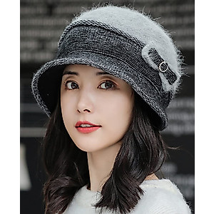Hat and Scarf for Women, Women's Hat Scarf Set Warm Beanie Knitted Wool Hat Outdoor Cold Proof Scarf Hat Winter Hat Women A Black