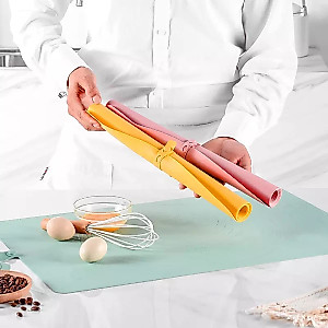 Extra Large Silicone Kneading Pads,Silicone Baking Bakeware Cooking Mat,Dough Rolling Mat,Creative Silicone Pad Kneading Tools,Non-Stick & Non-Slip Foldable Cutting Boards with Buckle Design (Pink)