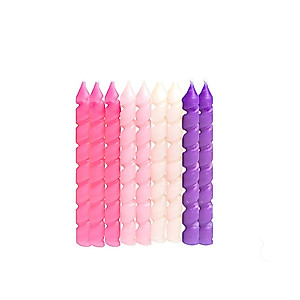 Unique Pink & Purple Spiral Birthday Candles - 10ct, Vibrant Colors - Perfect For Parties, Cake Decorations & Celebrations