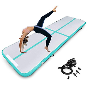 Gymnastics Tumbling Mat 10ft/13ft/16ft Inflatable Gymnastics Mats Tumble Track, for Home Use/Training/Cheerleading/Yoga/Water with Pump