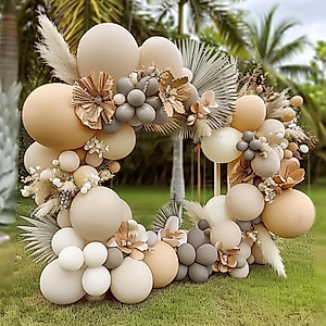 165PCS Sand White Nude Neutral Balloons Arch Garland Kit for Baby Shower Birthday Wedding Boho Party Supplies