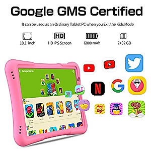 PRITOM 10 inch Kids Tablet Android 12 Tabletas 32GB, Quad-Core, 6000mAh, Large HD IPS Display, WiFi 6, Dual Camera, Bluetooth, Toddler Tablet for Kids Age 3+, Pink