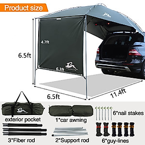 HREFEU SUV Tailgate Tent with Awning,Waterproof 3000MM UPF 50+,Tailgate Shade Awning Tent for Full Size SUV/Van/MPV/CUVCamping (Large Size)