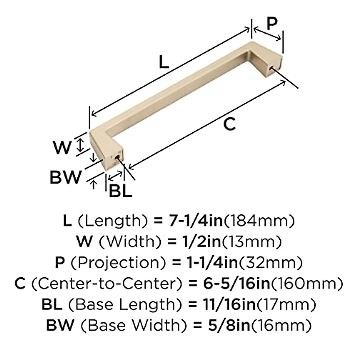 Amerock | Cabinet Pull | Champagne Bronze | 6-5/16 inch (160 mm) Center to Center | Blackrock | 1 Pack | Drawer Pull | Drawer Handle | Cabinet Hardware