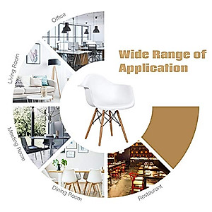 Giantex Dining Chairs Set of 4 White, Easily Assemble Modern Mid Century Dining Chairs with Wood Legs, Max Load to 330 Lbs, Plastic Kitchen Chairs with Arm for Dining Room