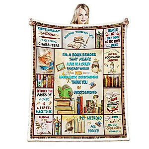 Book Lovers Gifts Blanket, Book Accessories for Reading Lovers, Book Reading Librarian Gifts Throw Blanket, Book Club Bookworm Gifts for Reading Lover Bookish, Literary Gifts Ideas Blanket 60"x50"
