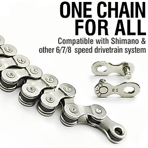 MARQUE 6/7/8 Speed Bike Chain - Bicycle Chain for Road & Mountain Bike, Quick Link Included for Easy Installation, 1/2 x 3/32 inch, 116 Links - MTB Chains Replacement (6/7/8 Speed Chain, 1 Set)