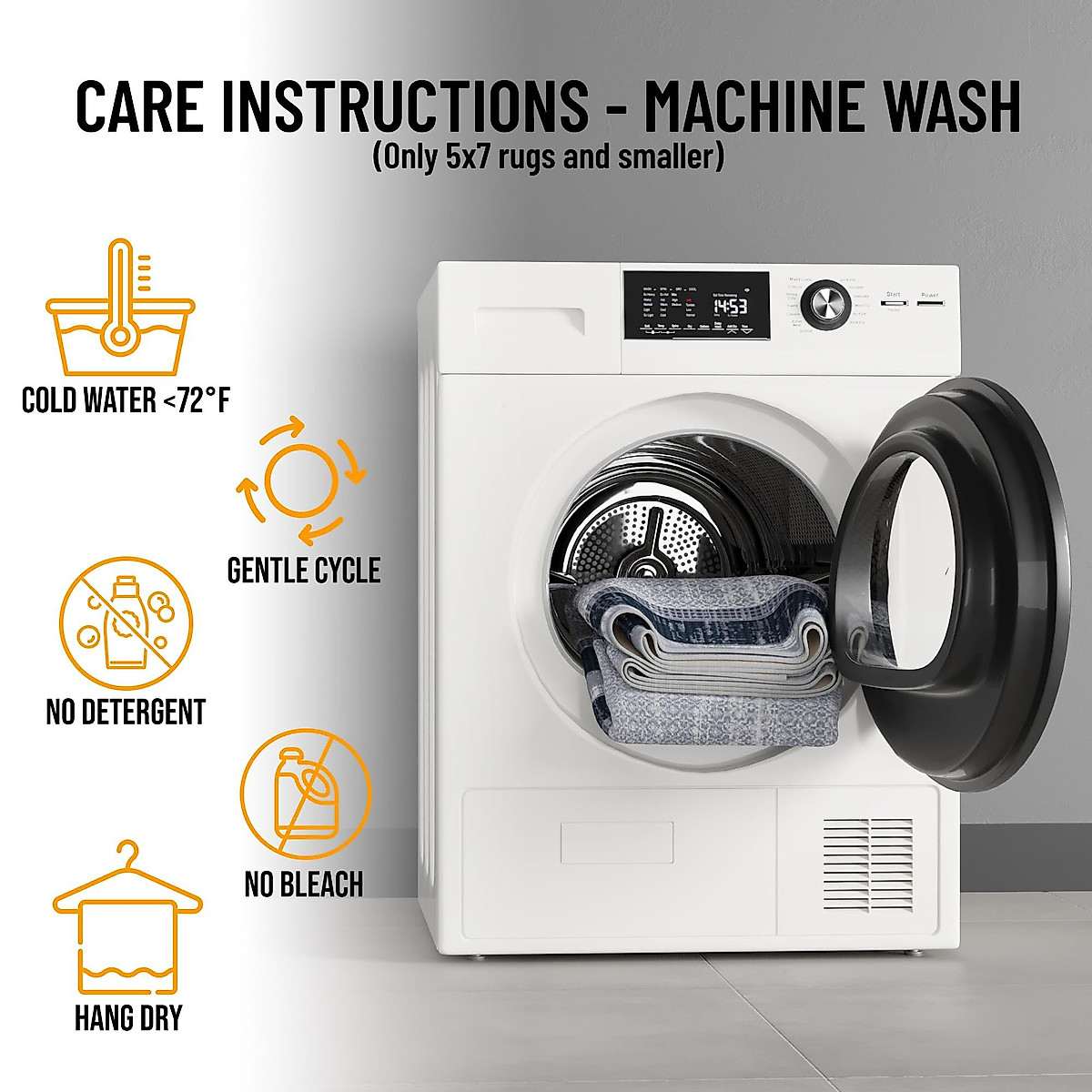 Ottomanson Ottohome Contemporary Bordered Design Rubberback Area Rug, 3'3" x 5', Gray/Navy