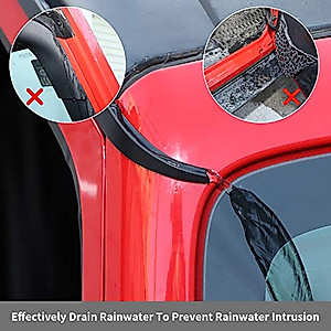 RT-TCZ Hard-Top Roof Rainwater Guard Diverters Channel Slot Gutter Extension Accessories for 2007-2017 Jeep Wrangler JK JKU 2 Door 4 Door, 2PCS