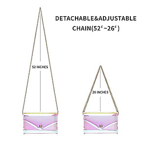 Vorspack Transparent Jelly Purse for Women Shiny Clear Purse Crossbody Bag Shoulder Bag Handbag Fashion Clutch Purse Evening Bag Cute for Prom Party Club Dating - Holographic