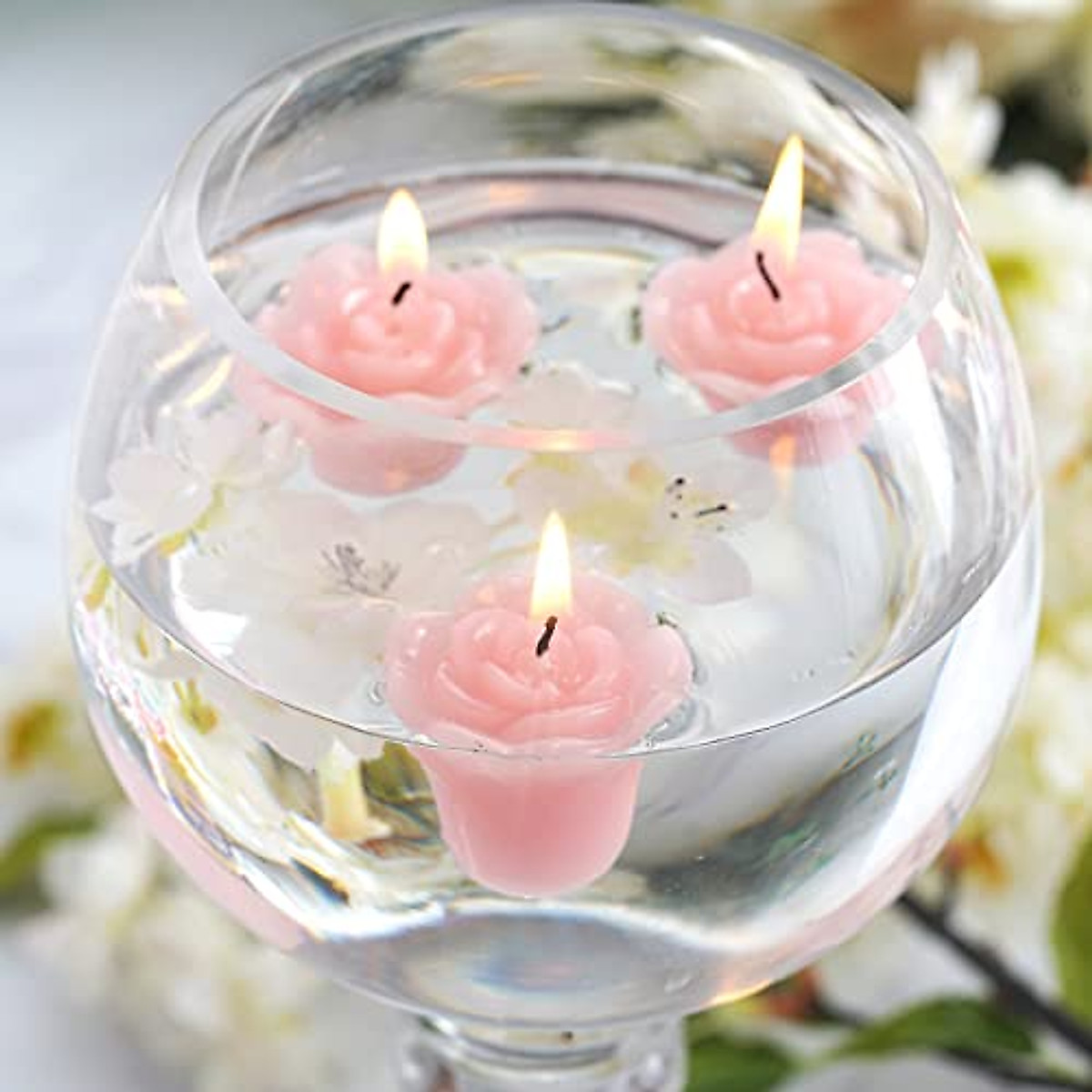 Efavormart Set of 12 Pink Mini Floating Rose Candle Ideal for Aromatherapy Weddings Party Favors Home Decoration Supplies
