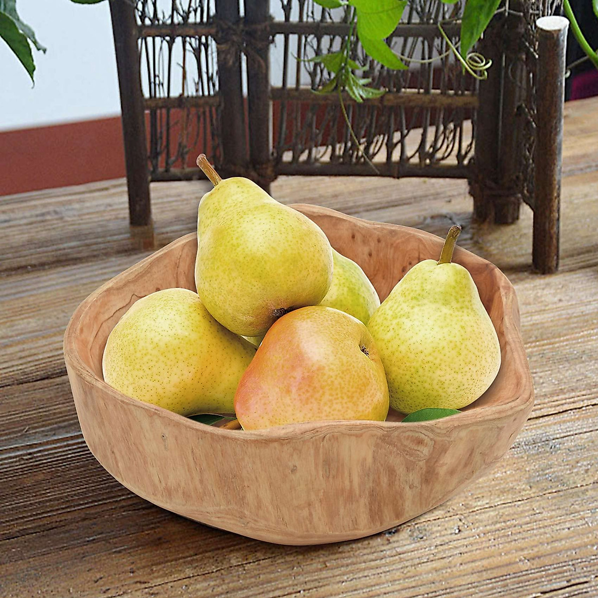 HANFAIRS Household Fruit Bowl Wooden Dish Fruit Plate Wood Carving Fruit Plate Wood 20-24 Cm