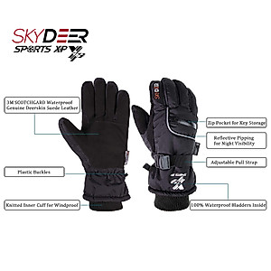 SKYDEER Waterproof Deerskin Suede Leather Ski Gloves for Snowboarding, Skiing, Ice Fishing, Snowmobile, Ice Skating, Hiking, Kayaking (SD8650T/M)