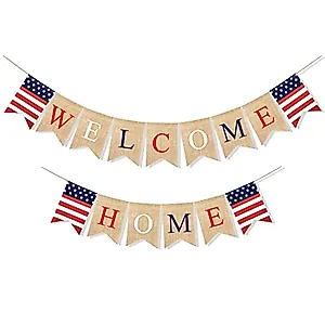Uniwish Patriotic Welcome Home Banner Military Homecoming from Deployment Welcome Back Home Decorations Red White and Blue Theme Party Supplies