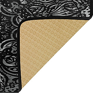 ALAZA Black and Silver Mandala Kitchen Rugs Non Slip Soft Kitchen Floor Mats Standing Mat Bath Rug Runner Doormats Carpet for Home Decor 39 X 20 inch