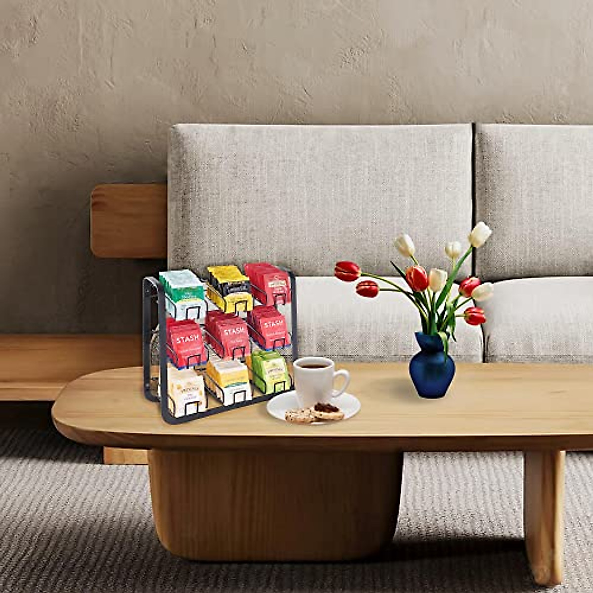 NHZ Stainless Steel 3 Tier Tea Bag Holder - Organizer for Over 180 Tea Bags, Storage Cabinet and Counter, Wall Mount Available