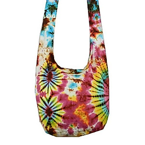 BTP! Tie Dye Sling Crossbody Shoulder Bag Purse Cotton Bohemian - Firework VY5