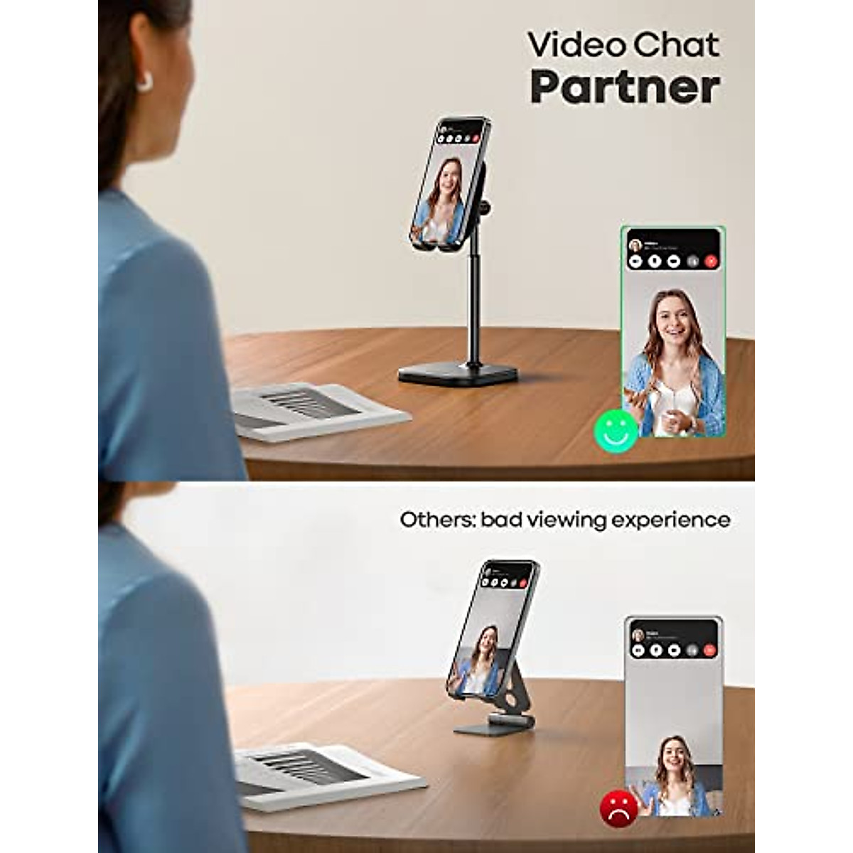 Lamicall Cell Phone Stand, Phone Holder - [Height Angle] Adjustable Mobile Phone Stand for Desk, Office, Compatible with iPhone 14 Plus, 13, Pro, Pro Max, Mini 12 11 X Xr XS, 4-10" Cellphone & Tablet