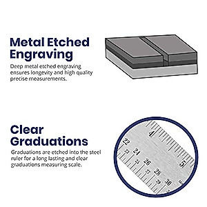 Pacific Arc Stainless Steel Ruler with Inch and Pica Measurements, 6 Inches Cork Backed