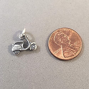 Scooter .925 Sterling Silver 3-D Charm Pendant Motorized Bike Moped Vespa Vehicle New vh17