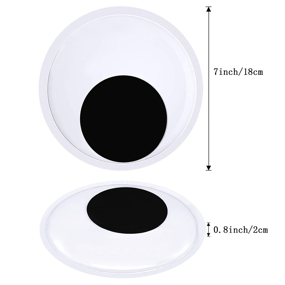 Cinvo 7 Inch Giant Googly Eyes Self Adhesive 18cm Big Wiggle Eyes Large Sticky Eyes for Party Decorations Refrigerator Door Christmas Trees Lawns Car Classroom DIY Craft Projects (Pack of 2)