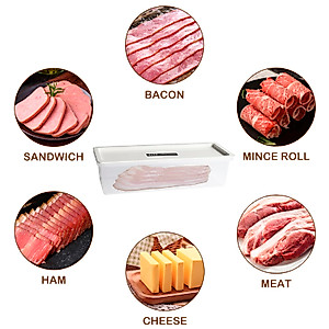 Xbopetda 4 Pack Bacon Container for Refrigerator, Food Grade Plastic Bacon Holder with Lid Airtight, Deli Meat Container for Fridge, Stackable Bacon Storage Container for Fridge Organizers and Storage