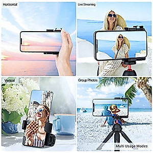KIWIFOTOS Phone Tripod Mount, Phone Camera Grip Handle Holder with Detachable Bluetooth Shutter Remote Control and Cold Shoe Adapter for iPhone Samsung Smartphone Selfie Vlog Video Shooting-Black