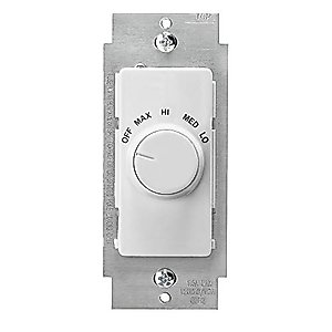 Leviton RTF01-10Z IllumaTech 1.5A Quiet Step Rotary Fan Speed Control, Single Pole, White/Ivory/Light Almond