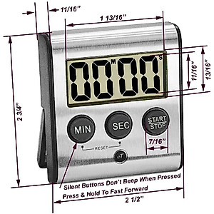 eTradewinds Elegant Digital Kitchen Timers 2 Pack Bundle Featuring Stainless Steel Models eT-23 and Model eT-24, Auto Shutoff Auto Memory