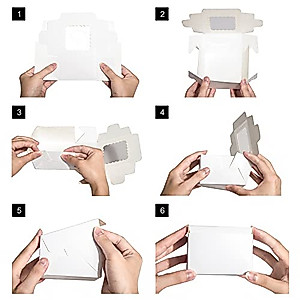 TEAMAX Cookie Boxes 30pcs 4x4x2.5 Inches White Cookie Boxes with Window, Bakery Boxes, Cupcake Boxes,Cake Boxes,Treat Boxes，Dessert Boxes，Mini Cake Boxes,For Birthday Party, Wedding, Valentine's Day