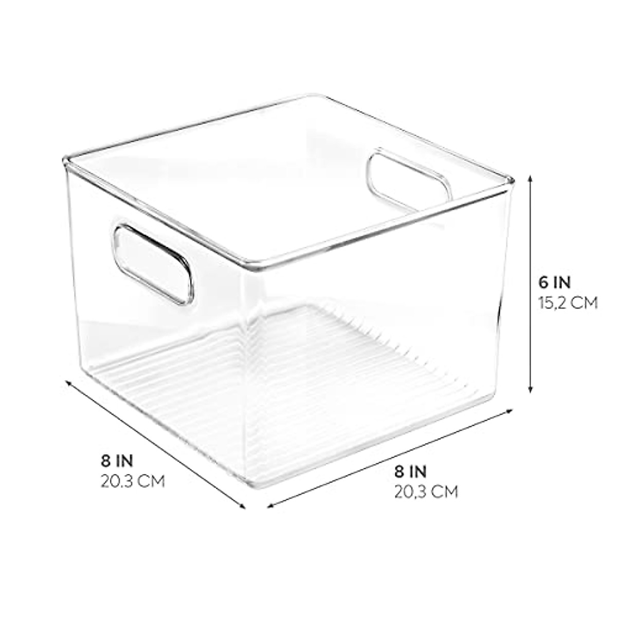 iDesign Plastic Fridge and Pantry Storage Bins, Organizer Container for Kitchen, Bathroom, Office, Craft Room, BPA-Free, 8" x 8" x 6", Set of 4, Clear